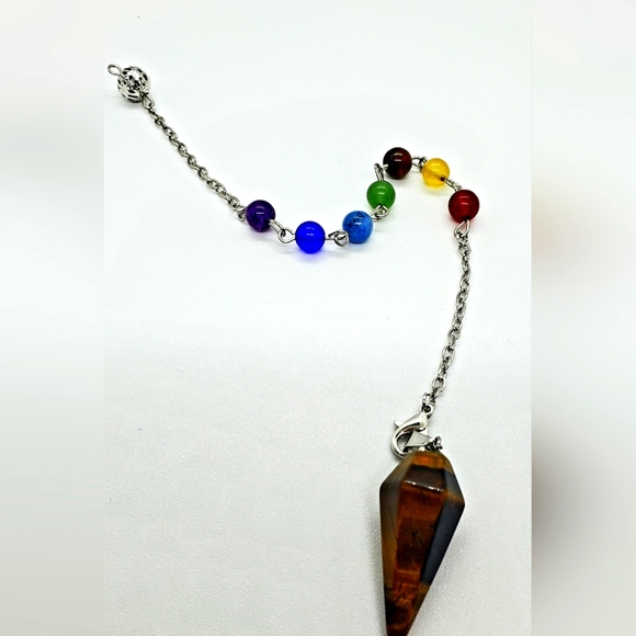 Other | Tigers Eye Pendelum With Natural Stones On Silver Chain | Poshmark